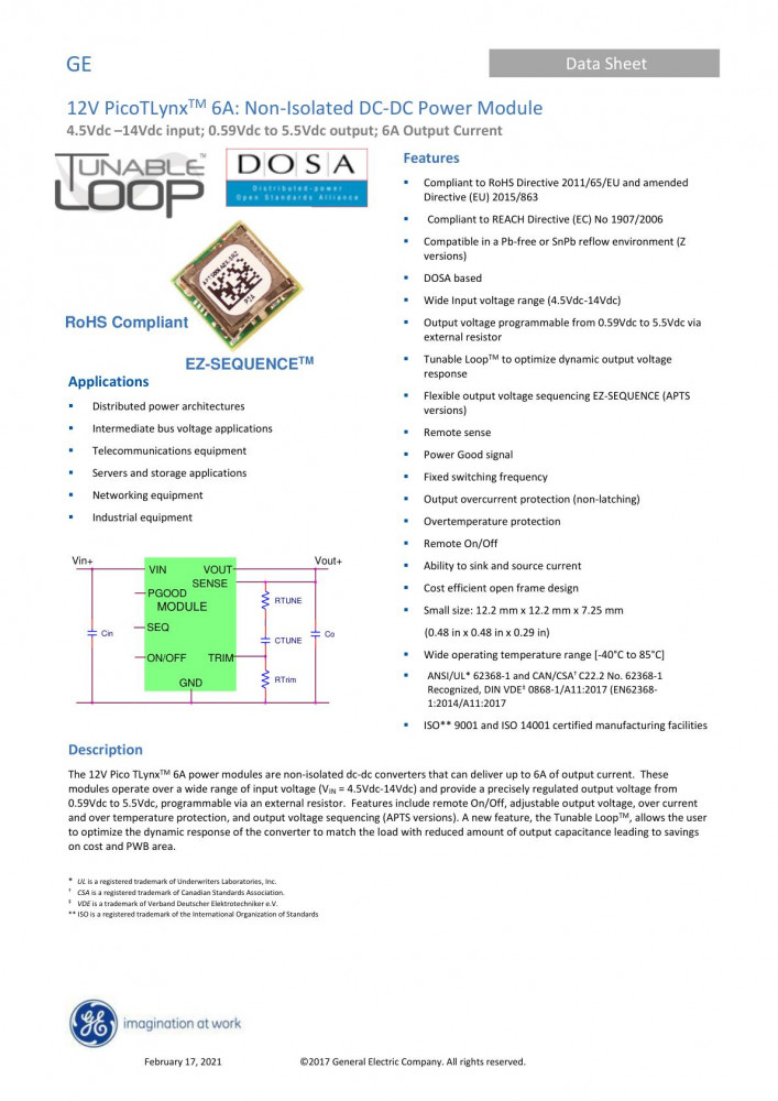 APXS006A0X-SRZ datasheet page 1