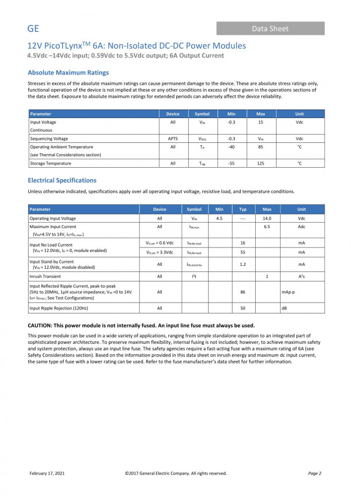 APXS006A0X-SRZ datasheet page 2