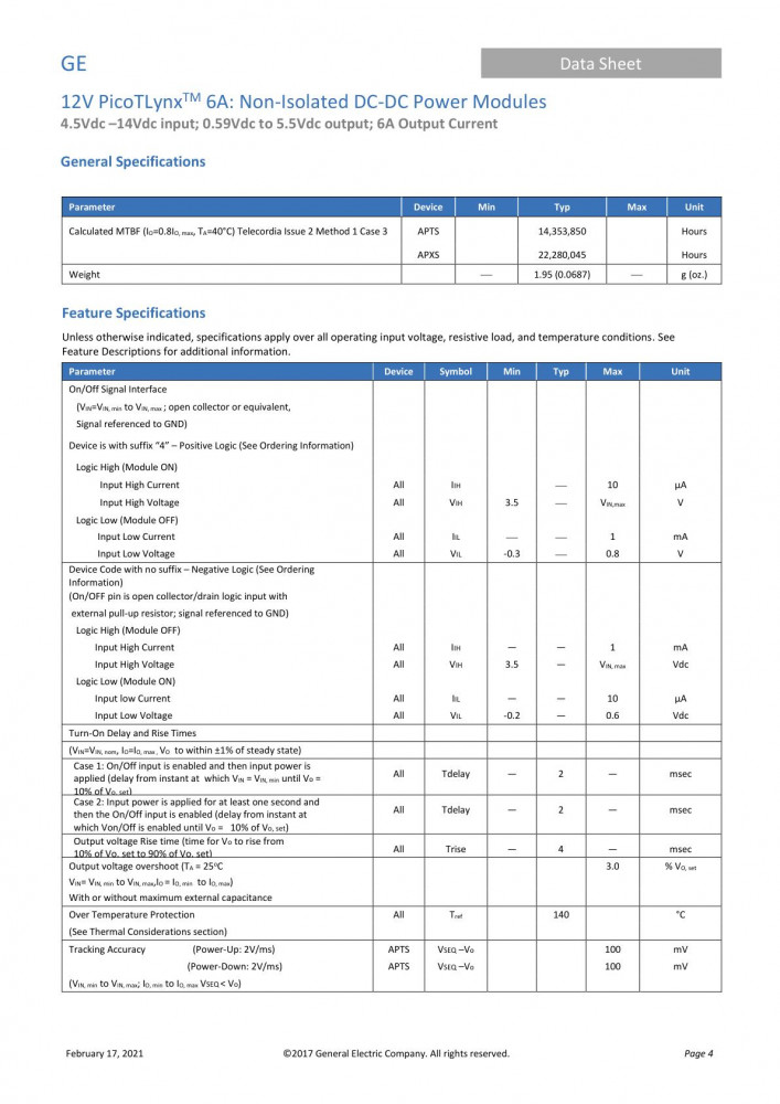 APXS006A0X-SRZ datasheet page 4