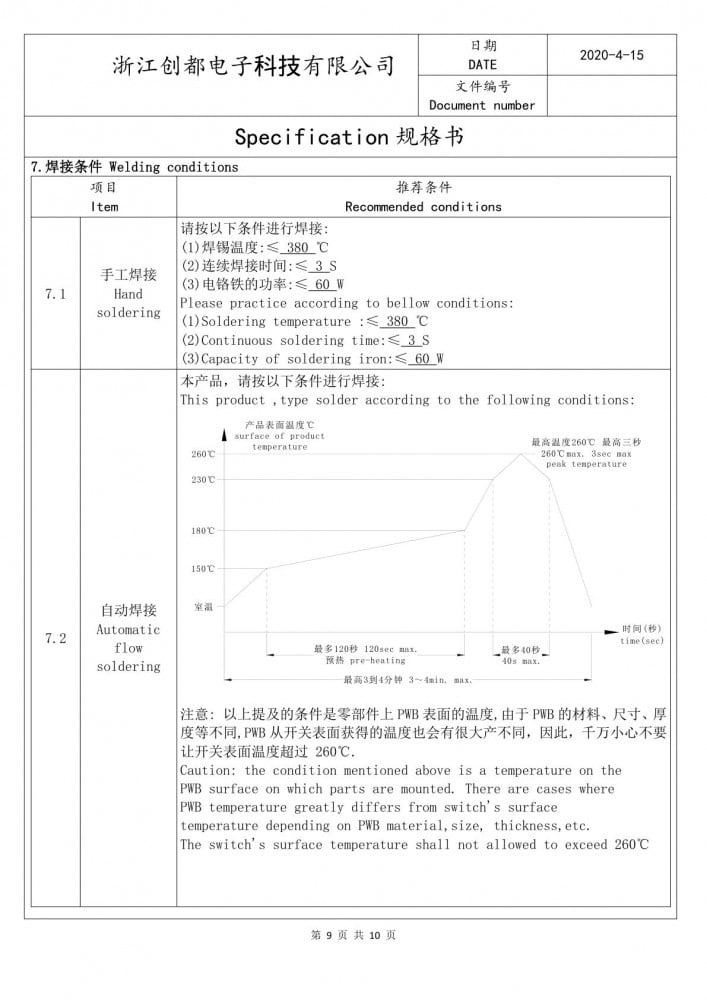 CAX TS1103S specification page 9