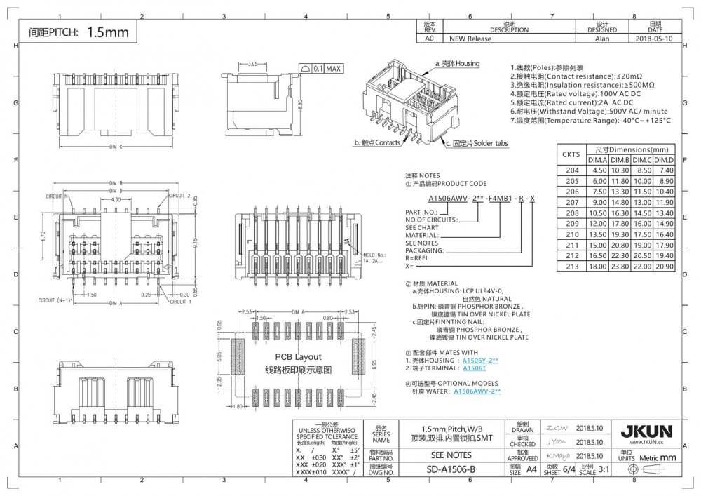 A1506 series technical drawing page 4