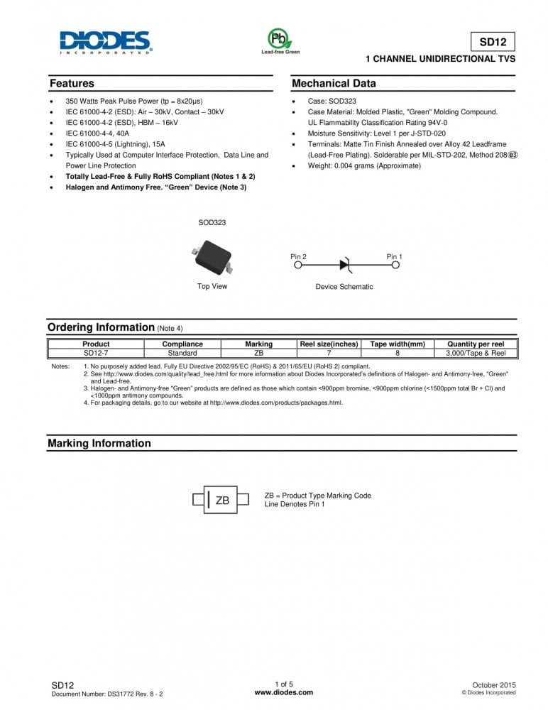 SD12-7 datasheet page 1