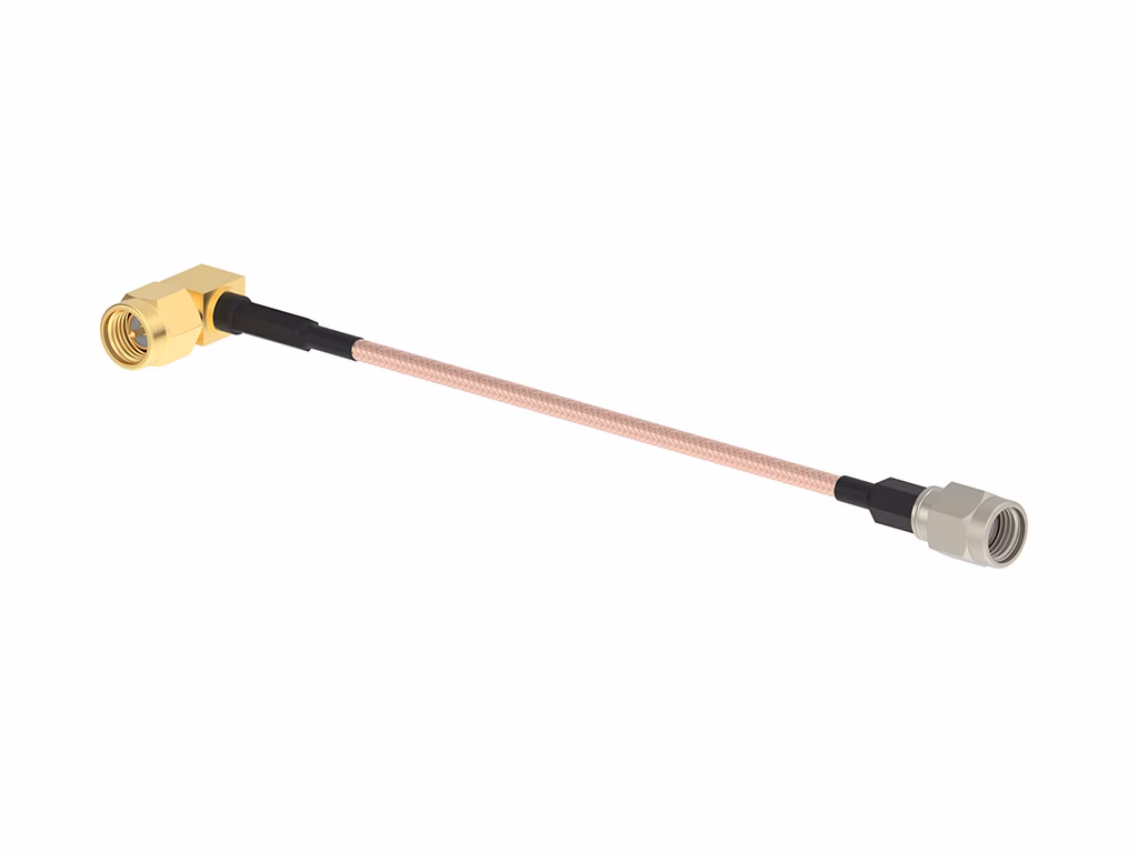 SMA Straight Plug RP to SMA Right-Angle Plug on RG-316 Cable, 117.30mm Length, 50 Ohms for sale