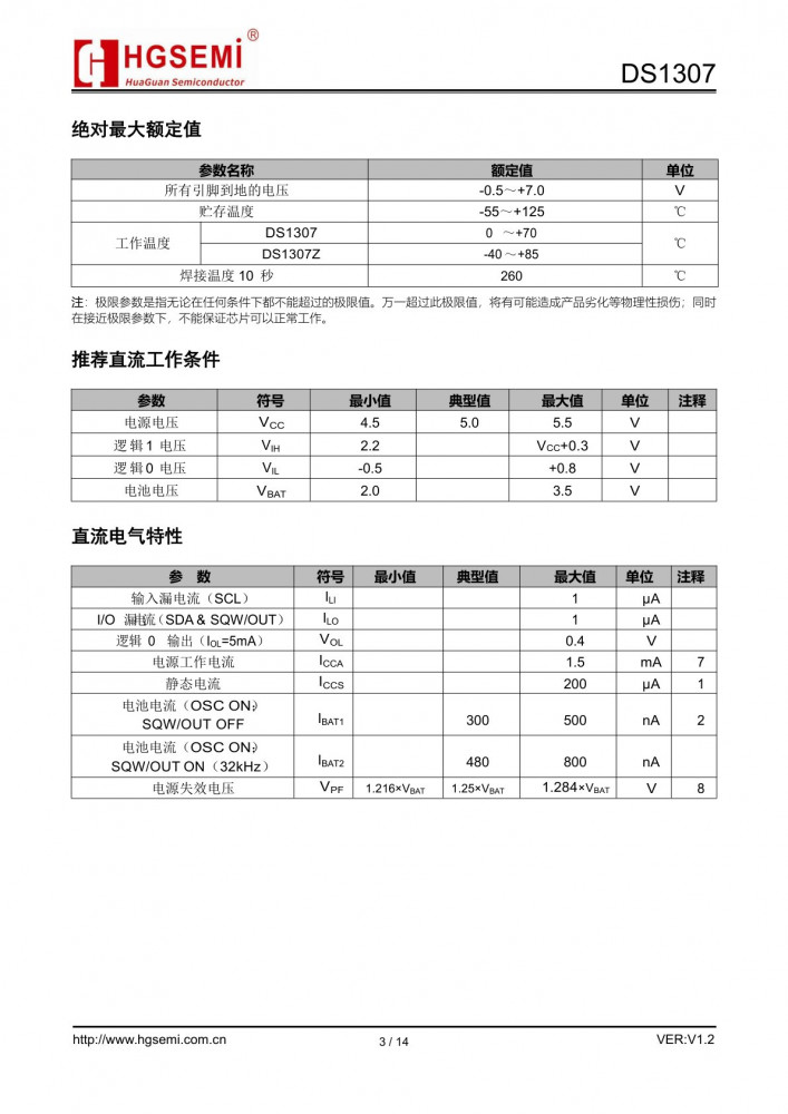 DS1307 datasheet page 3