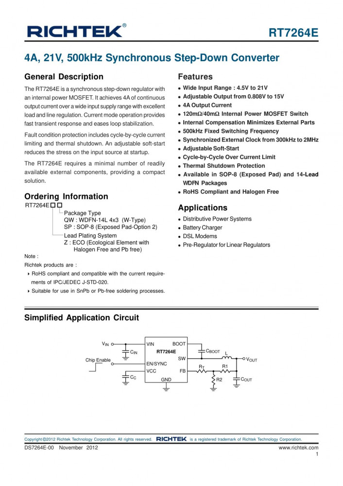RT7264E datasheet page 1