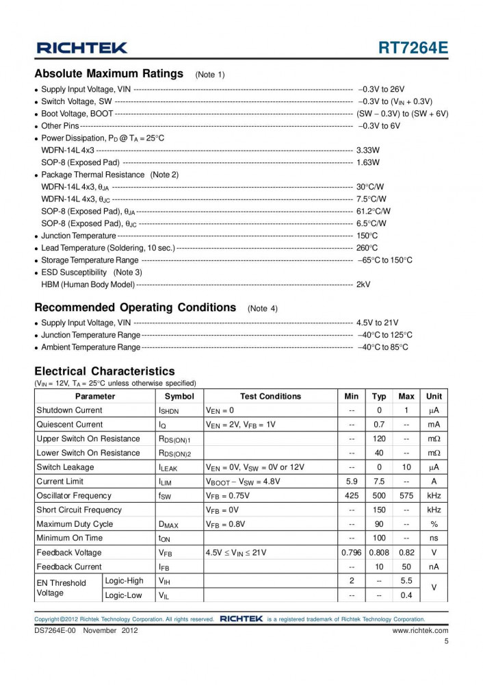 RT7264E datasheet page 5