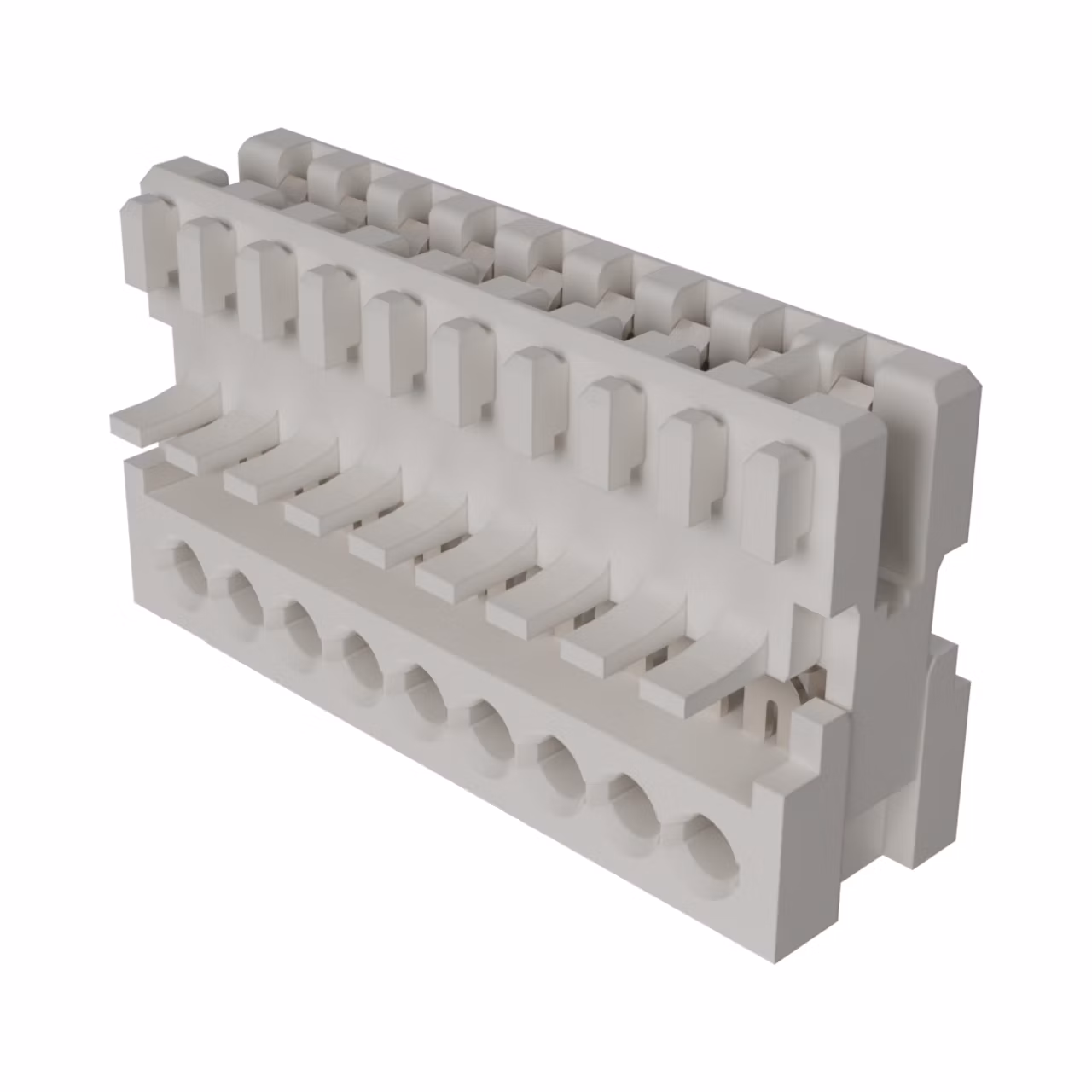 Appli-Mate RAST 2.5 Female Connector, 2.50mm Pitch, 9 Circuits, All Position Keys, Open Endwalls, Polarizing Rib Between Circuits 8 & 9 for sale