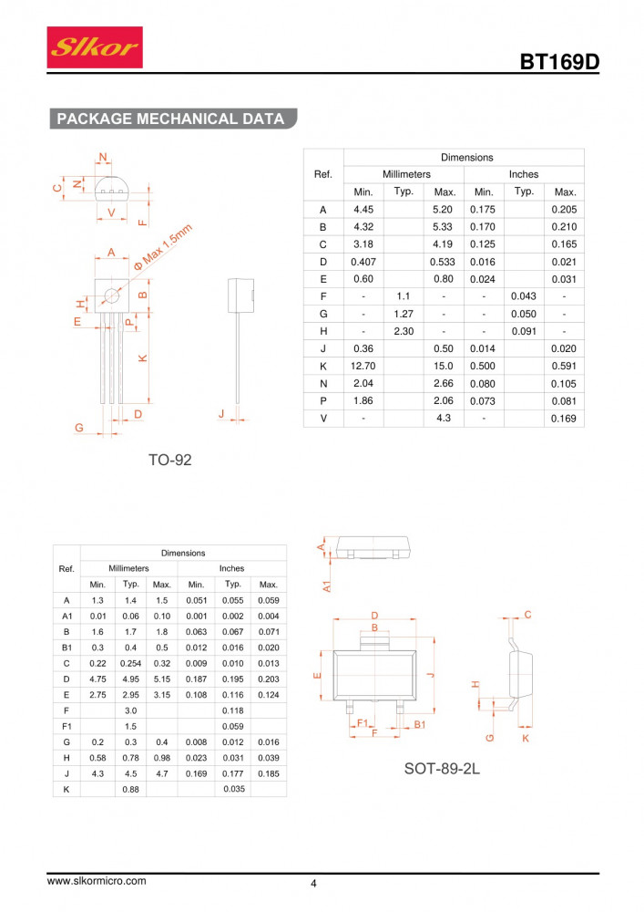 BT169D datasheet page 4