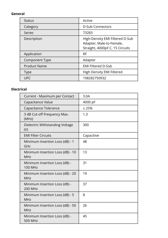 Technical document page 2 for MOLEX 732830321