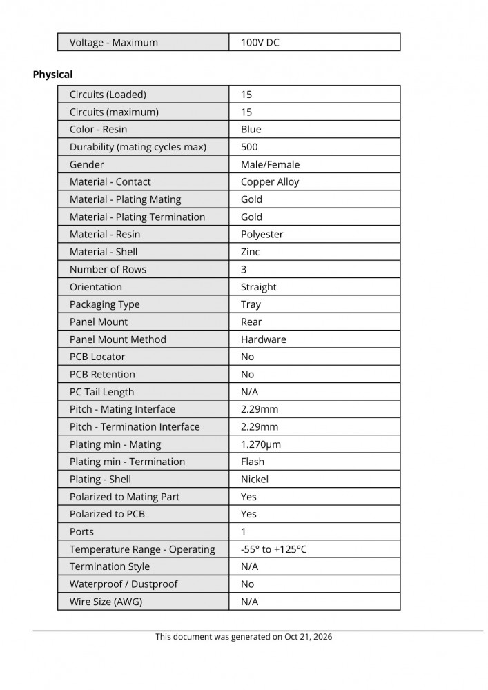 Technical document page 3 for MOLEX 732830321