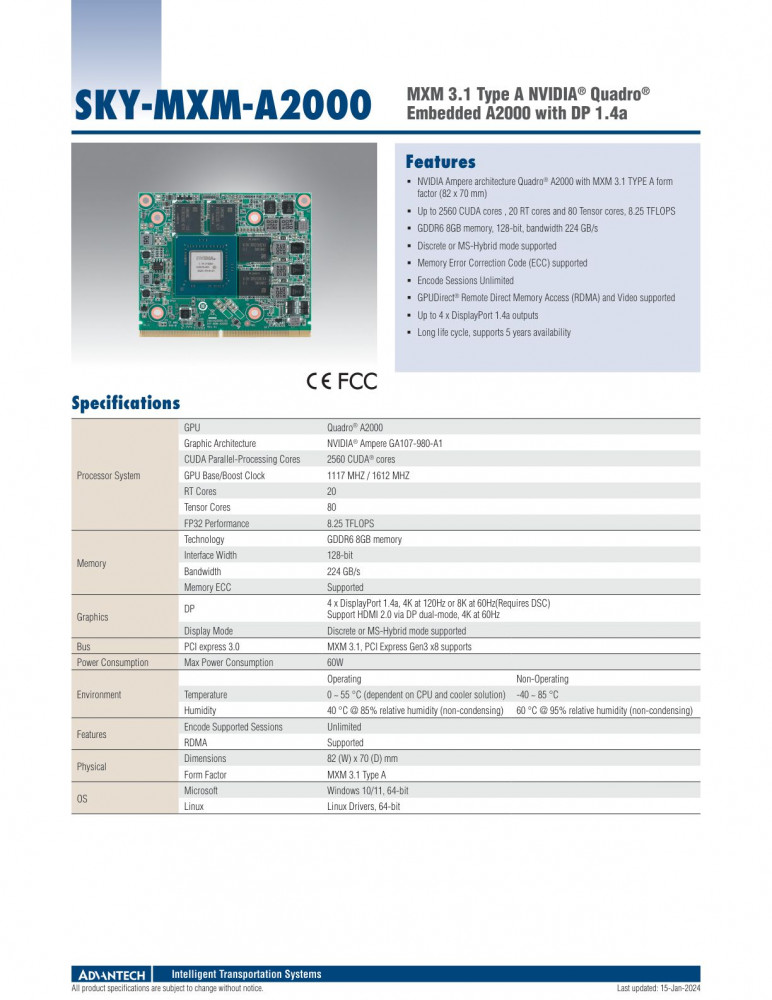 SKY-MXM-A2000 technical document page 1