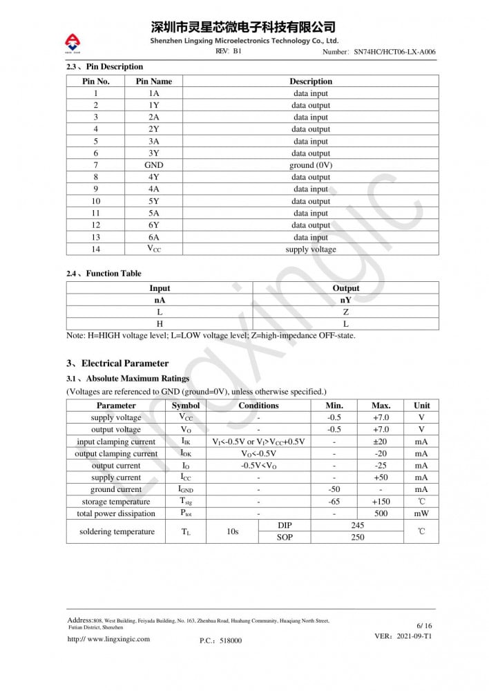 SN74HC06 datasheet page 6