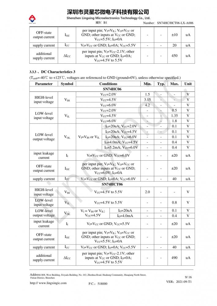 SN74HC06 datasheet page 9