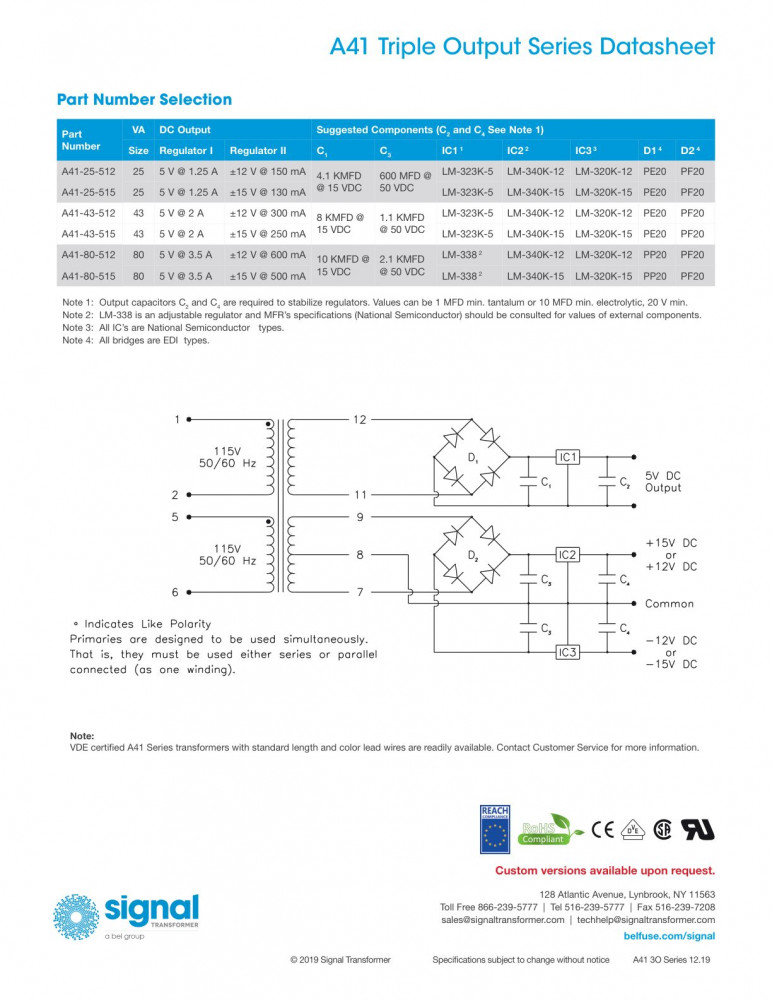 Bel Fuse A41 series datasheet page 2