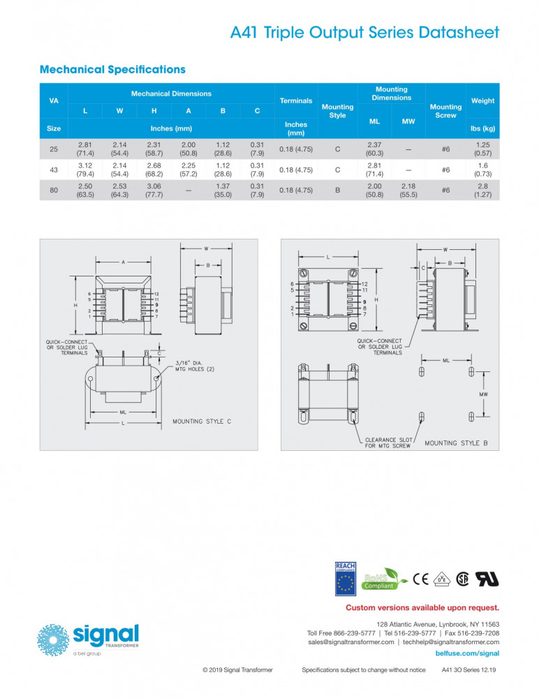 Bel Fuse A41 series datasheet page 3