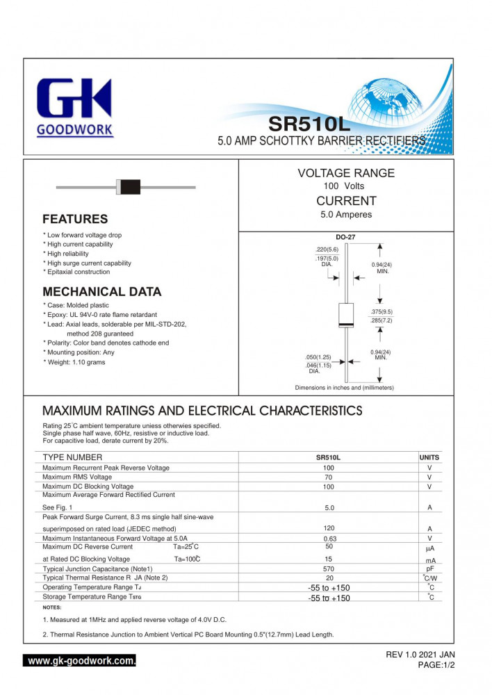 GOODWORK SR510L technical document page 1