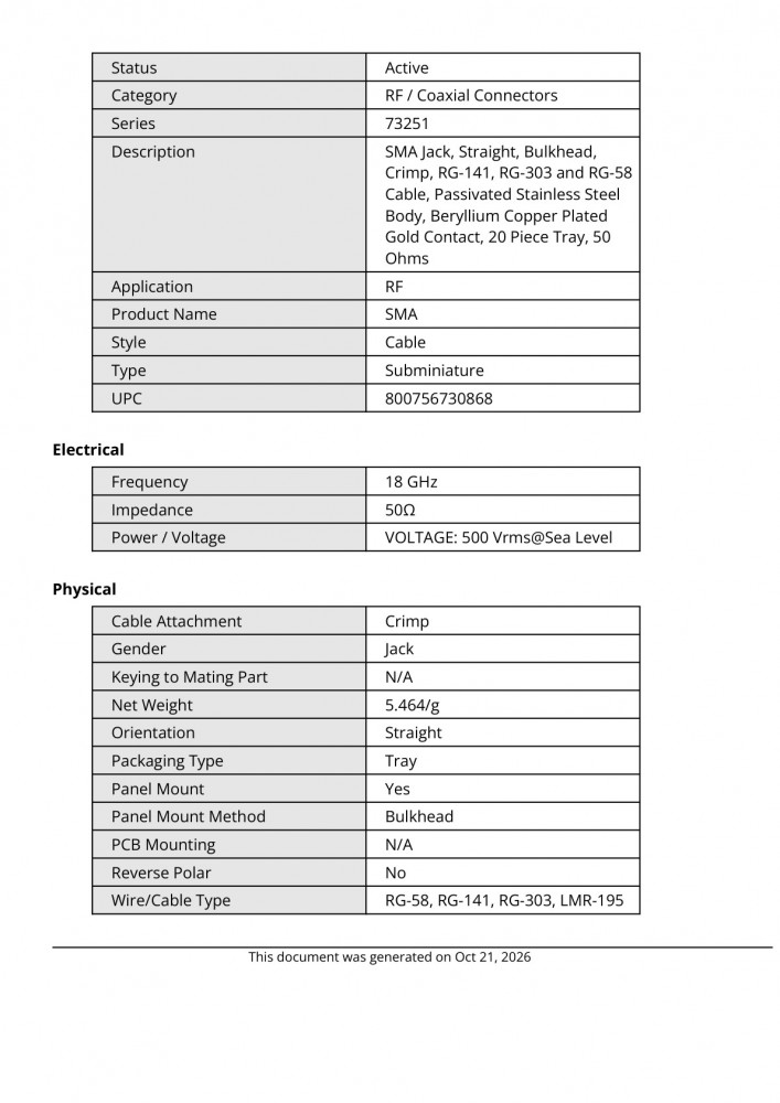 Technical document preview for MOLEX 732510102, page 2