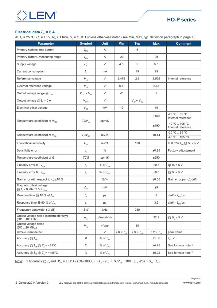 HO 25-P datasheet page 4