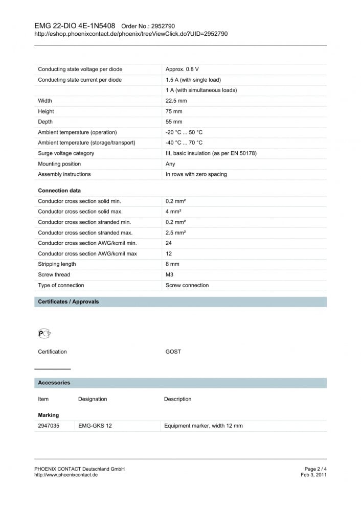 Phoenix Contact 2952790 technical document page 2