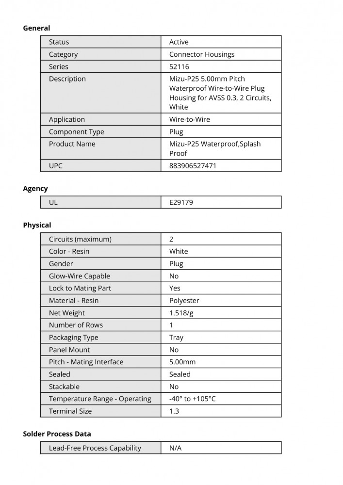 Technical document image 2 for MOLEX 521160243
