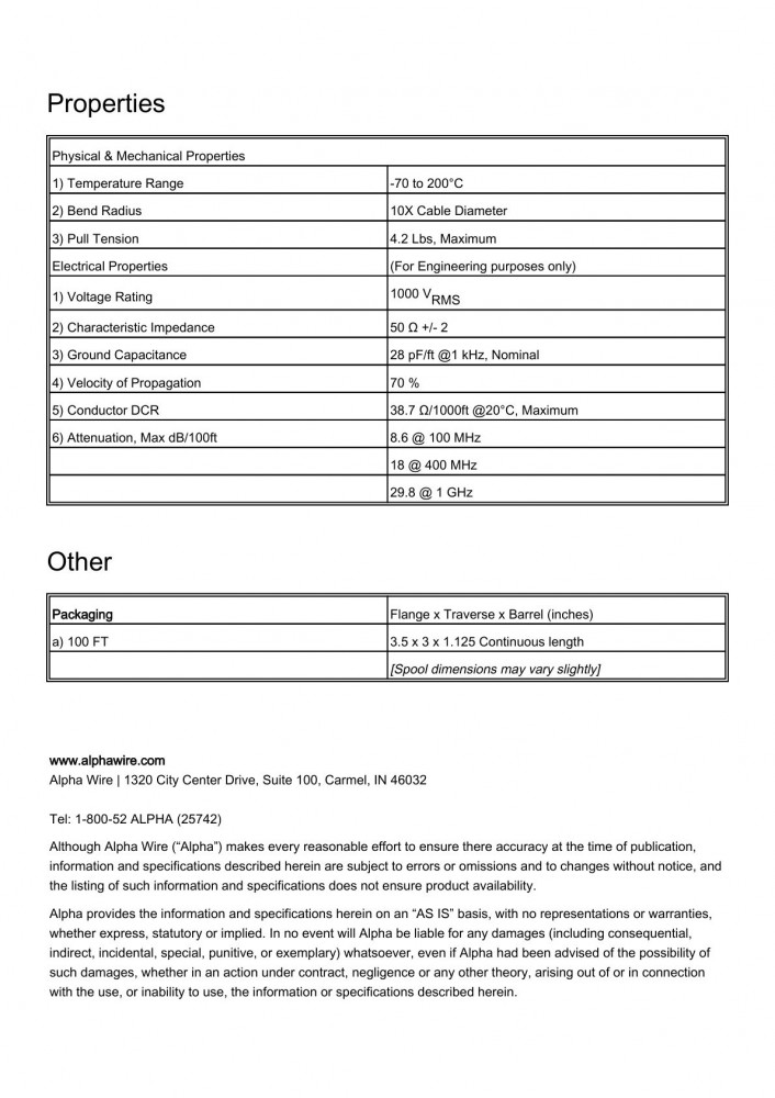 Alpha Wire 9851 technical document page 2
