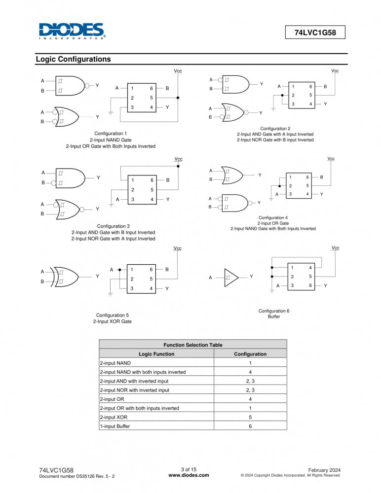 74LVC1G58DW-7 datasheet page 3