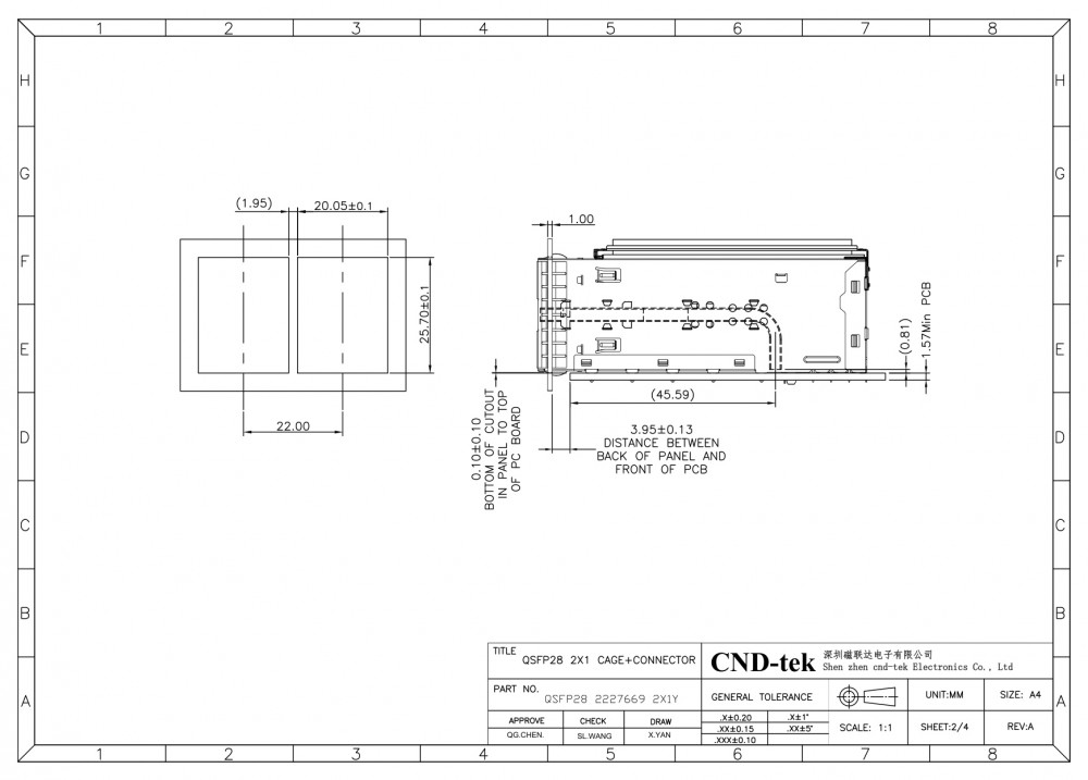 QSFP28 2227669 2X1Y drawing sheet 2