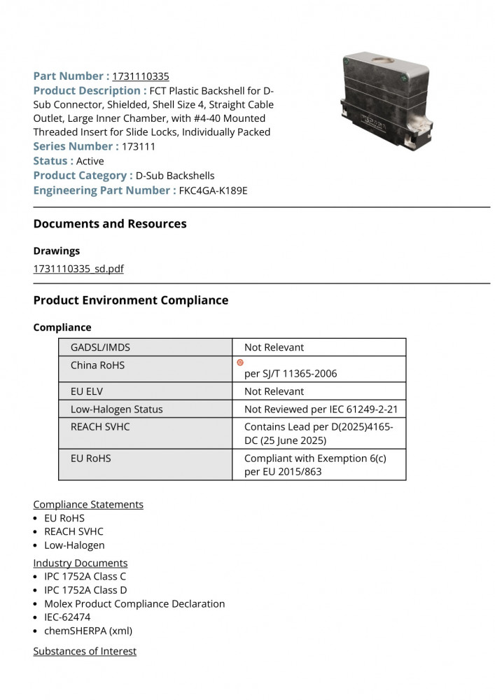 MOLEX 1731110335 drawing preview, page 1