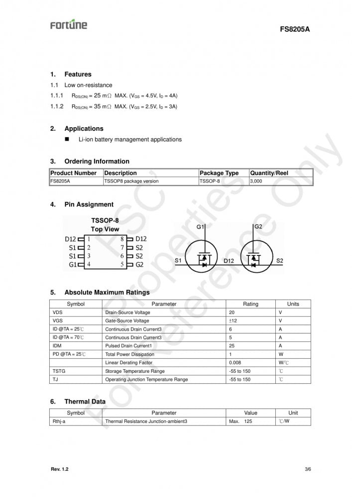 FS8205A datasheet page 3