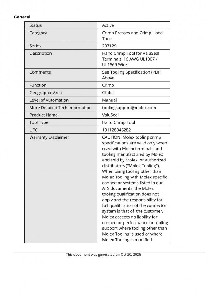 Technical document image, page 2 for MOLEX 2002181300