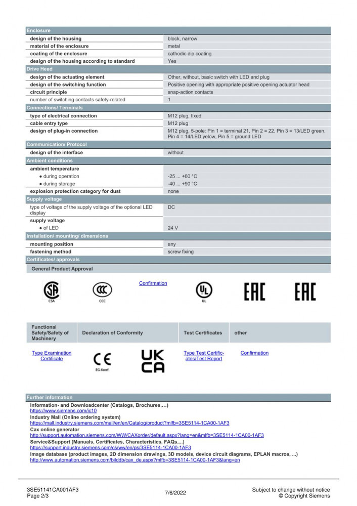 3SE51141CA001AF3 datasheet page 2
