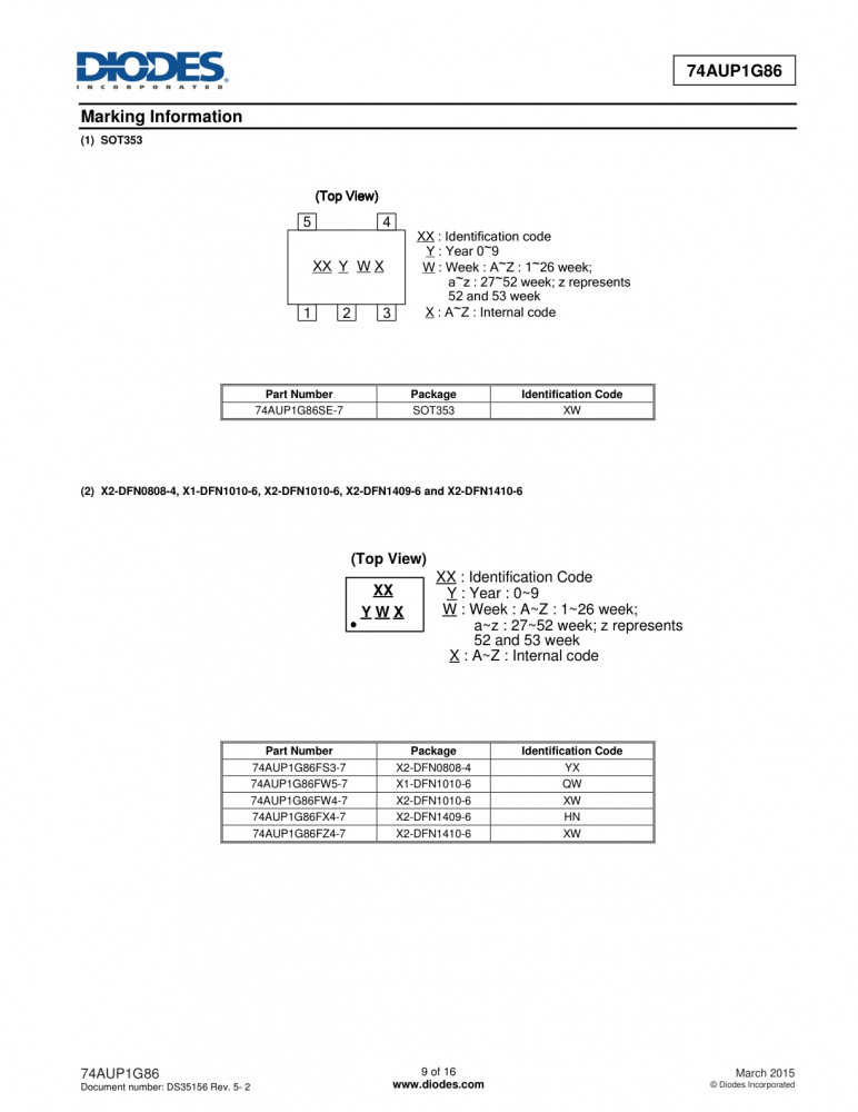 74AUP1G86SE-7 datasheet page 9