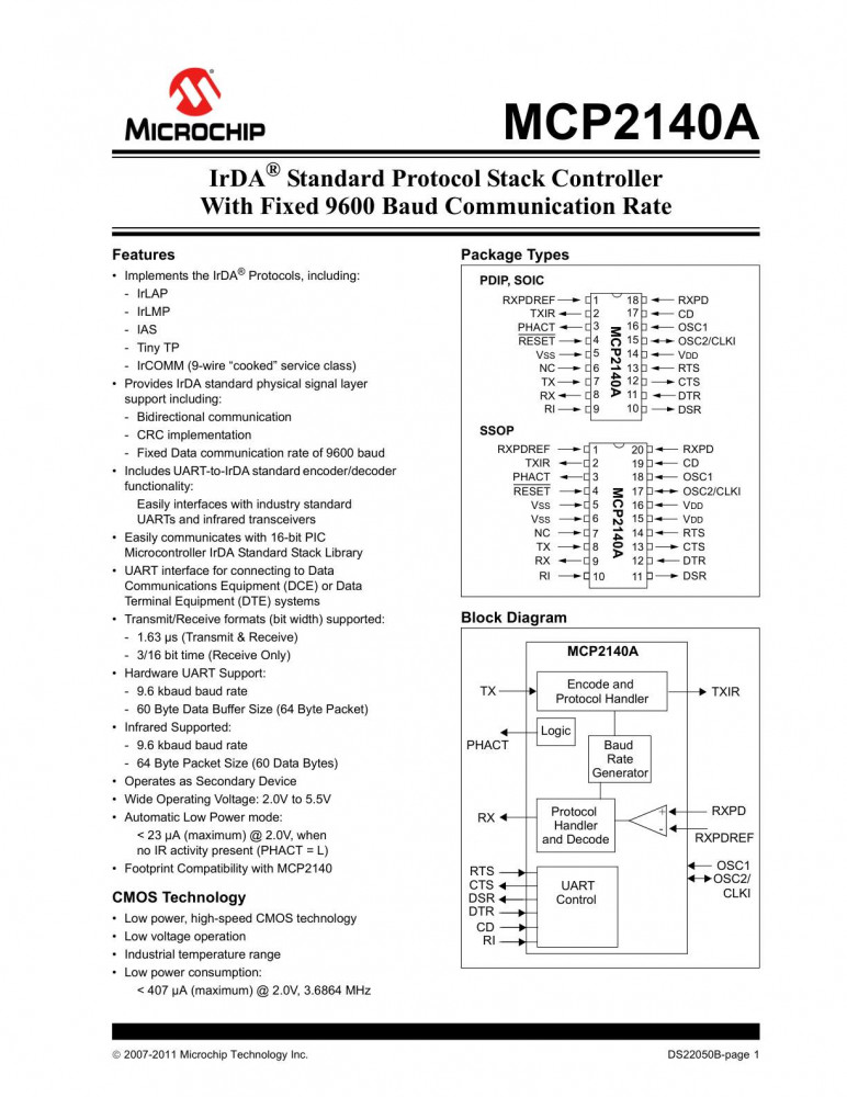 MCP2140A datasheet page 1