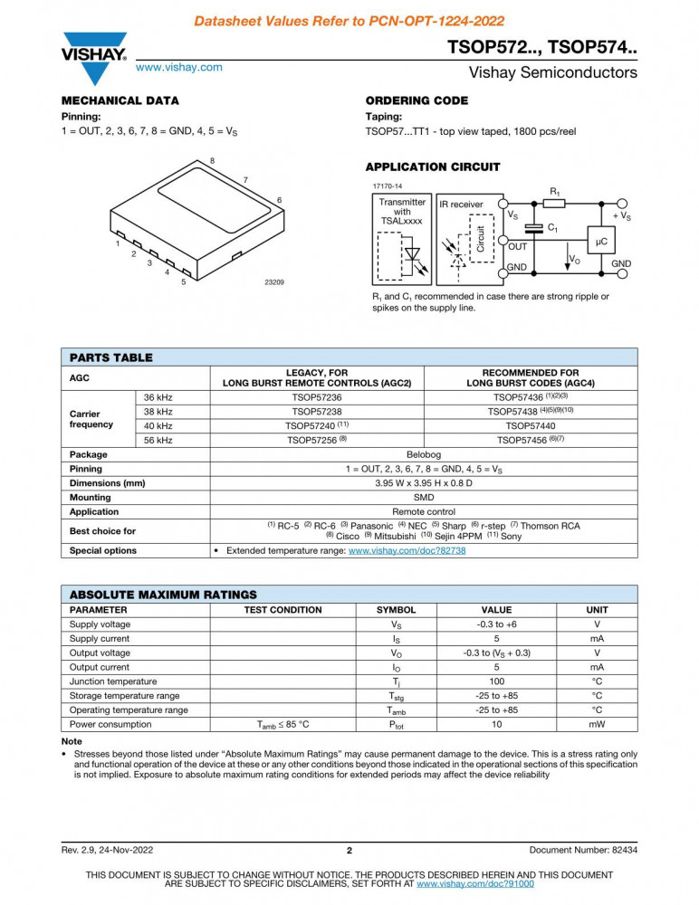 TSOP57440TT1 technical document page 2