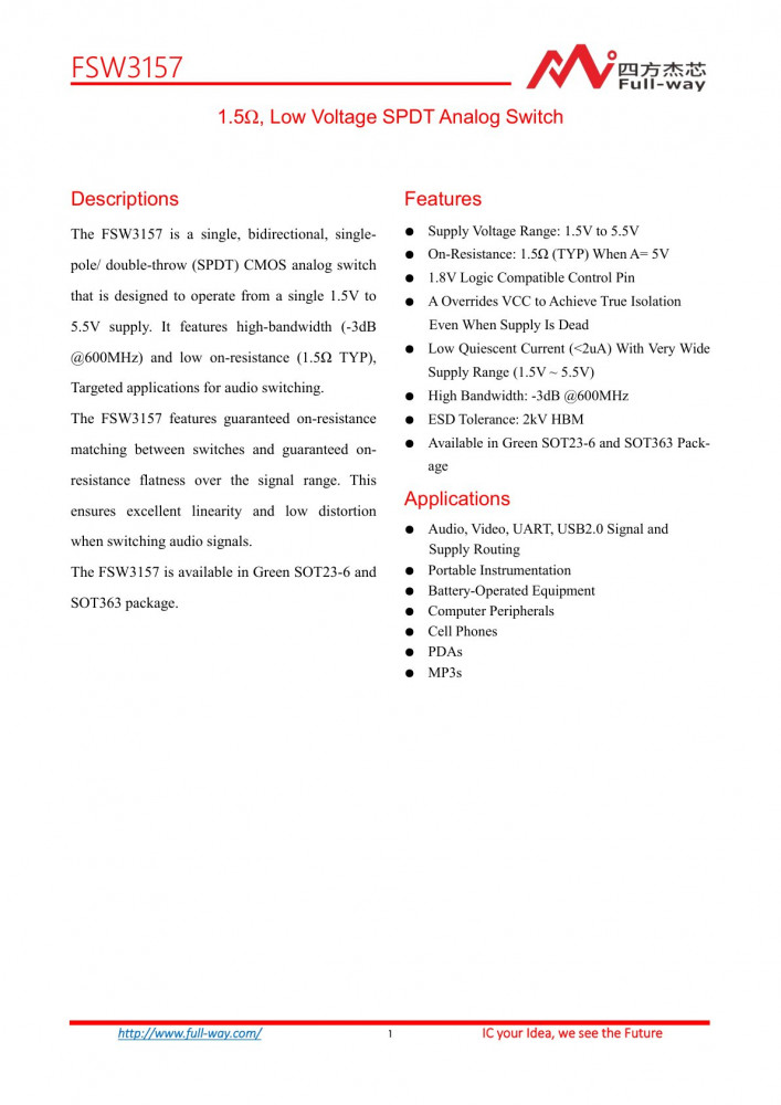 FSW3157 datasheet page 1