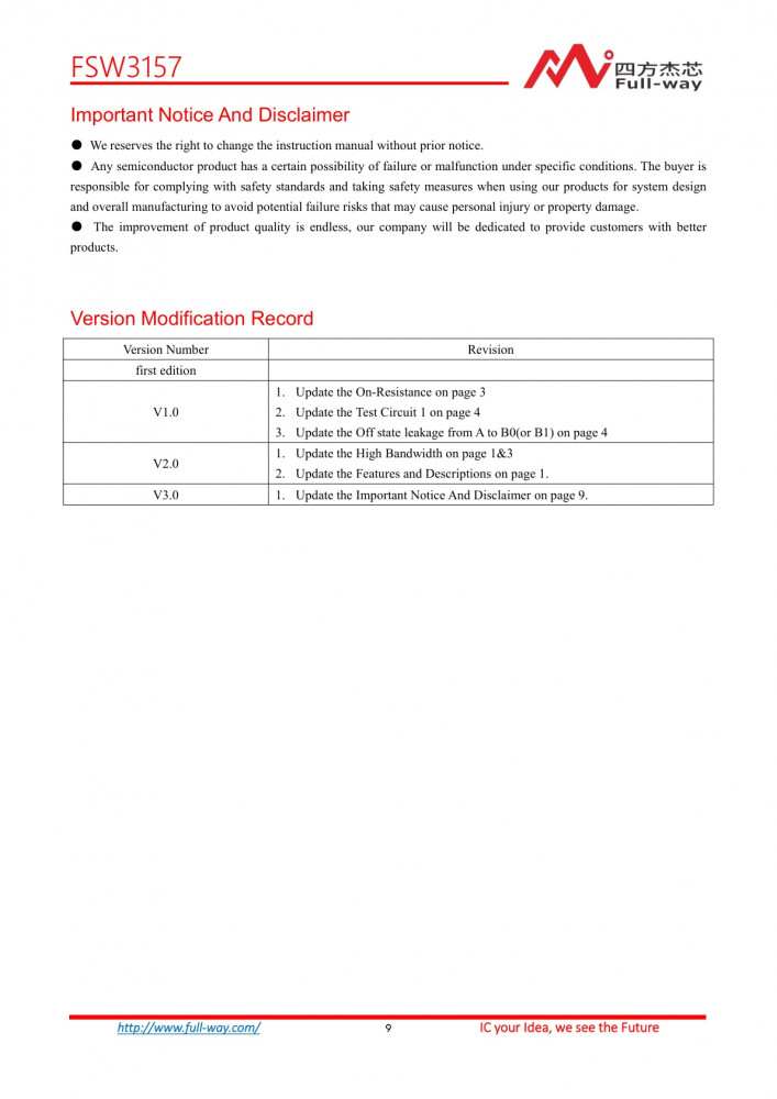 FSW3157 datasheet page 9