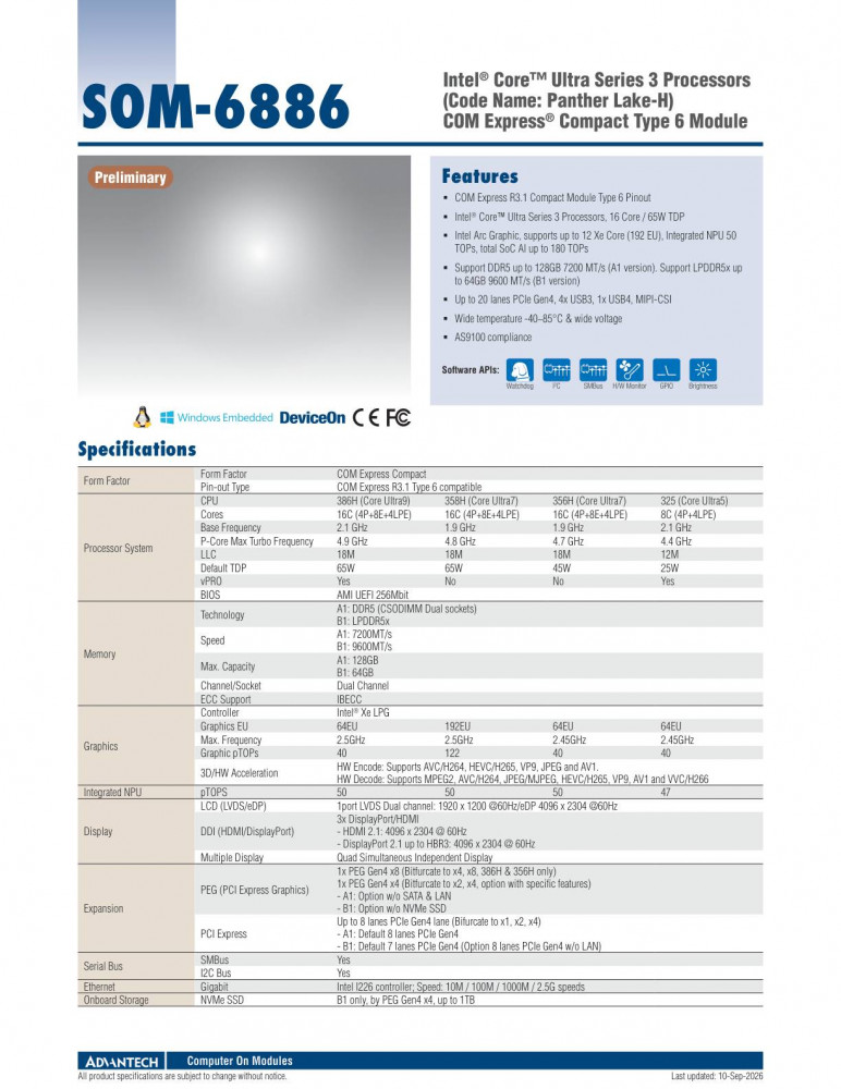 SOM-6886 technical document page 1