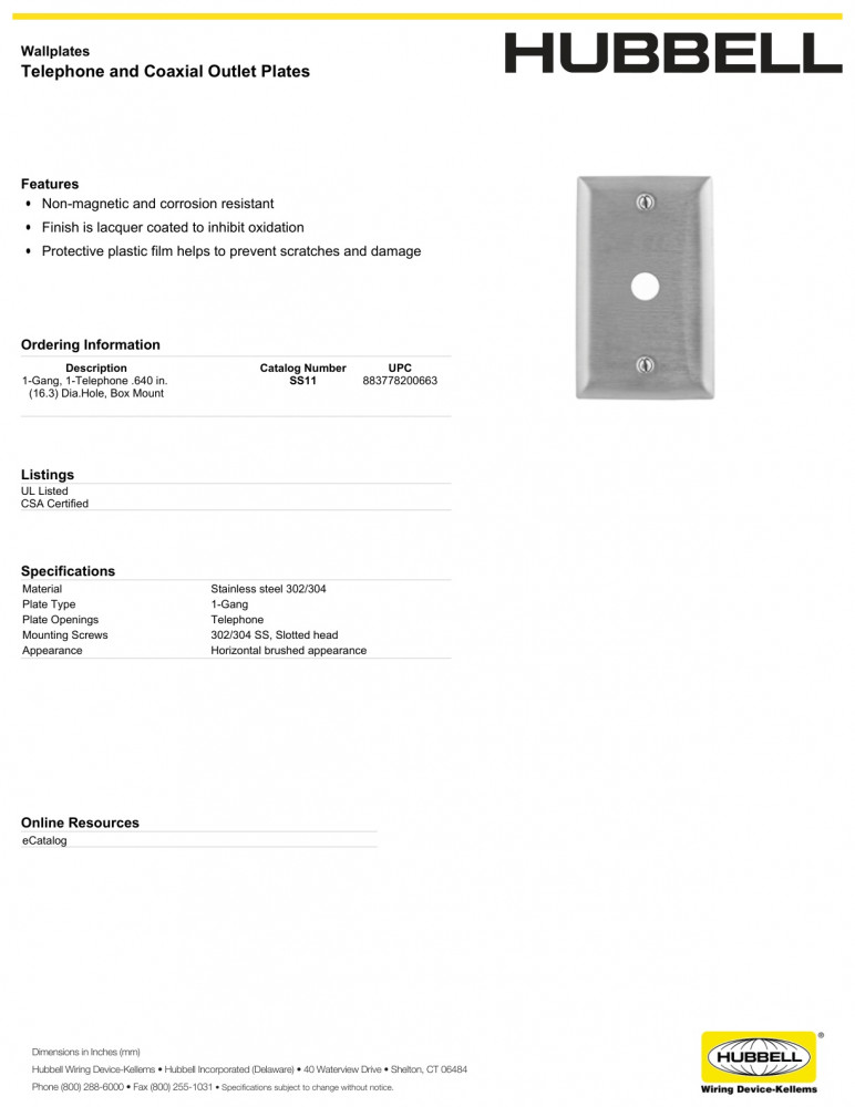 Burndy SS11 product document image
