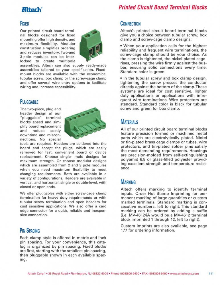 Altech PCB terminal block catalog page 2