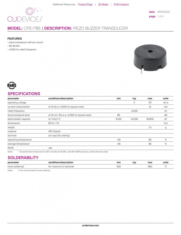 CPE-1785 datasheet page 1