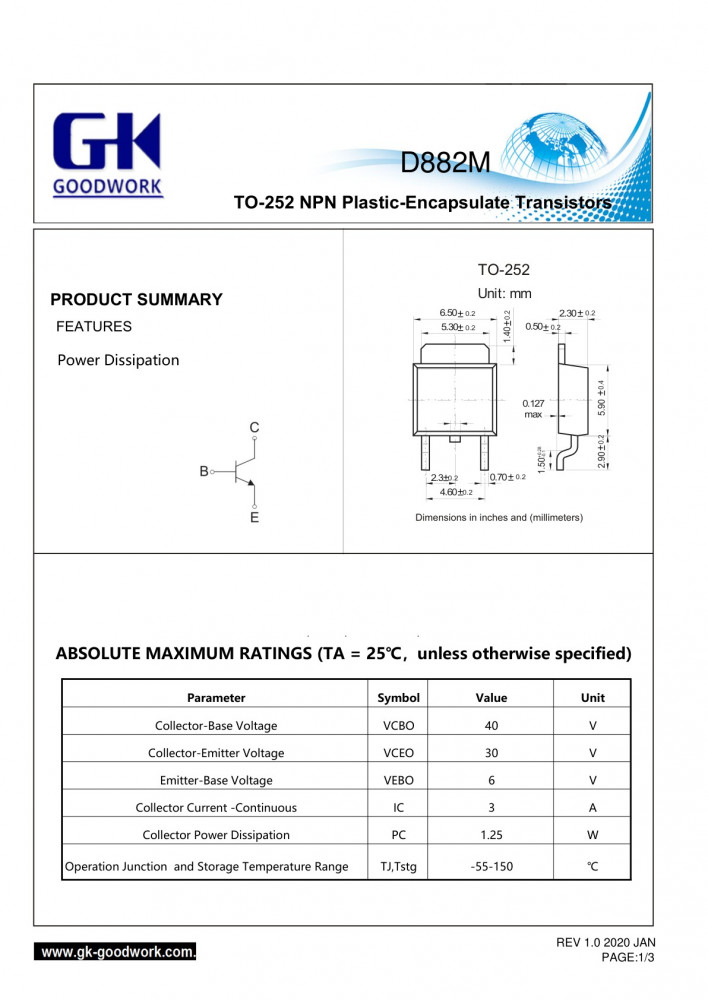 GOODWORK D882M datasheet page 1