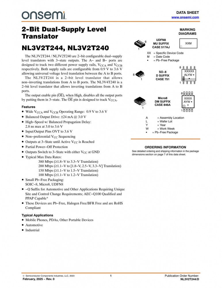 NL3V2T244 datasheet page 1