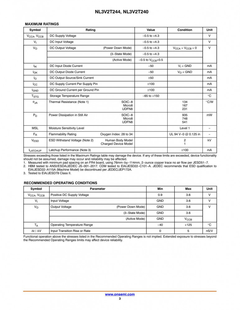 NL3V2T244 datasheet page 3