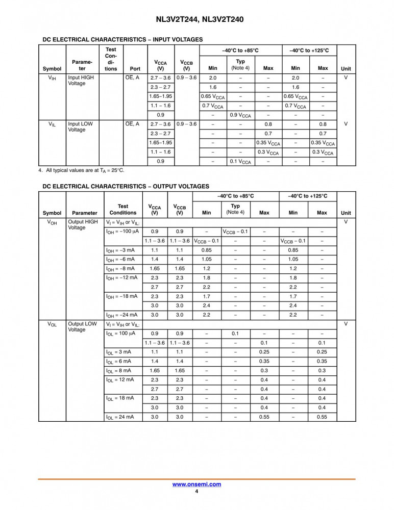 NL3V2T244 datasheet page 4