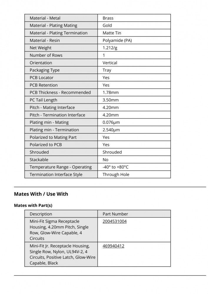 Technical document page 3 for MOLEX 1726471204