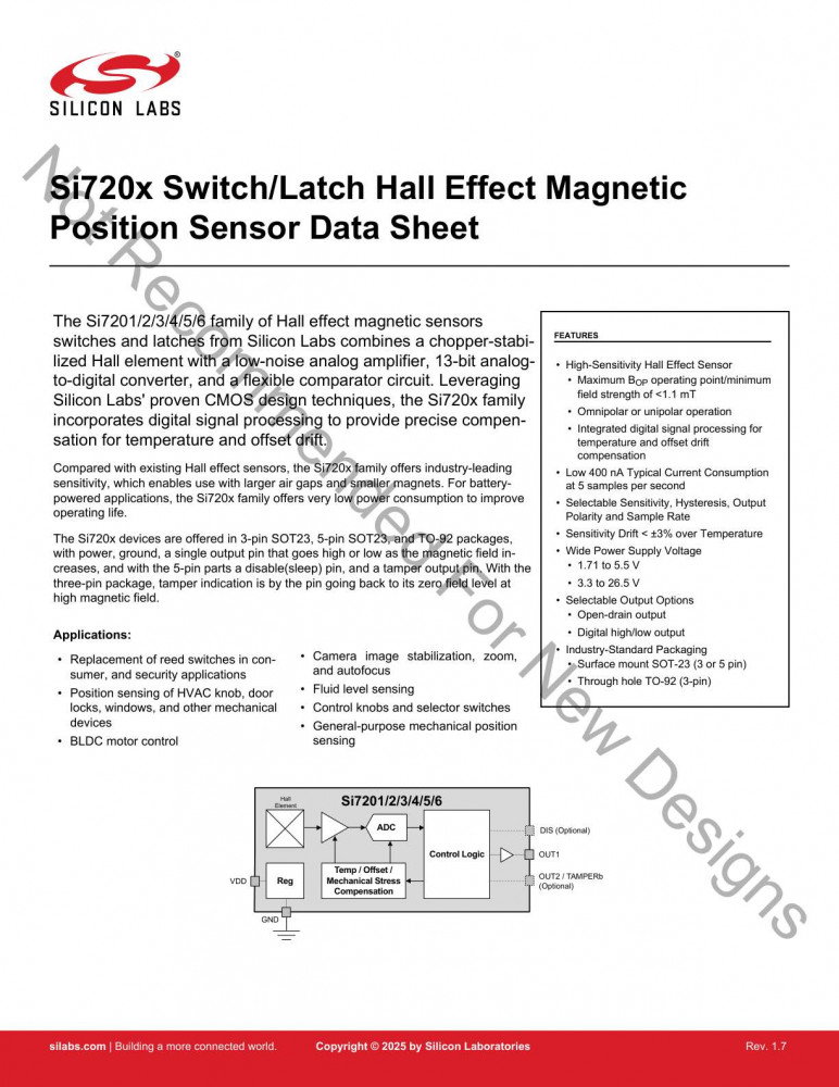 SI7202 datasheet page 1