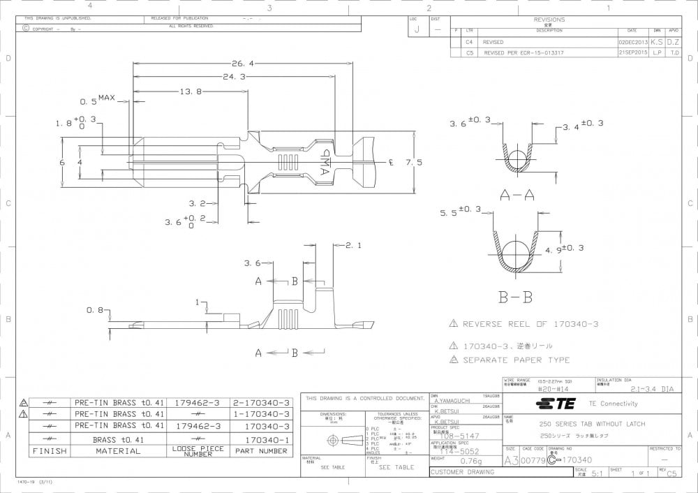 TE Connectivity 170340-3 technical drawing preview