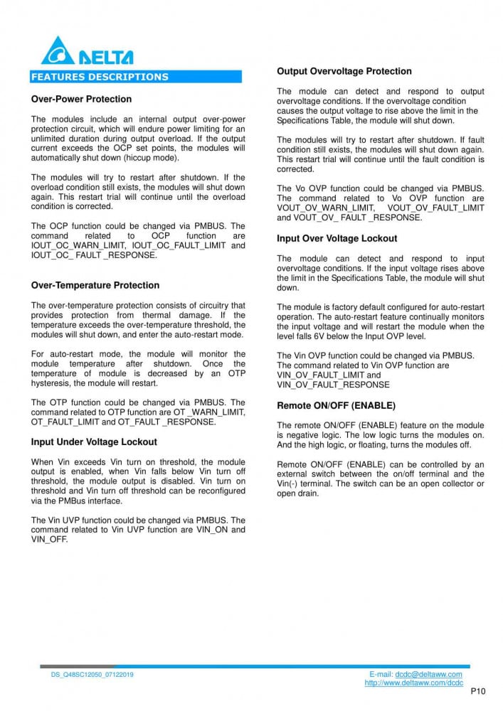 Q48SC12050NRDH datasheet page 10