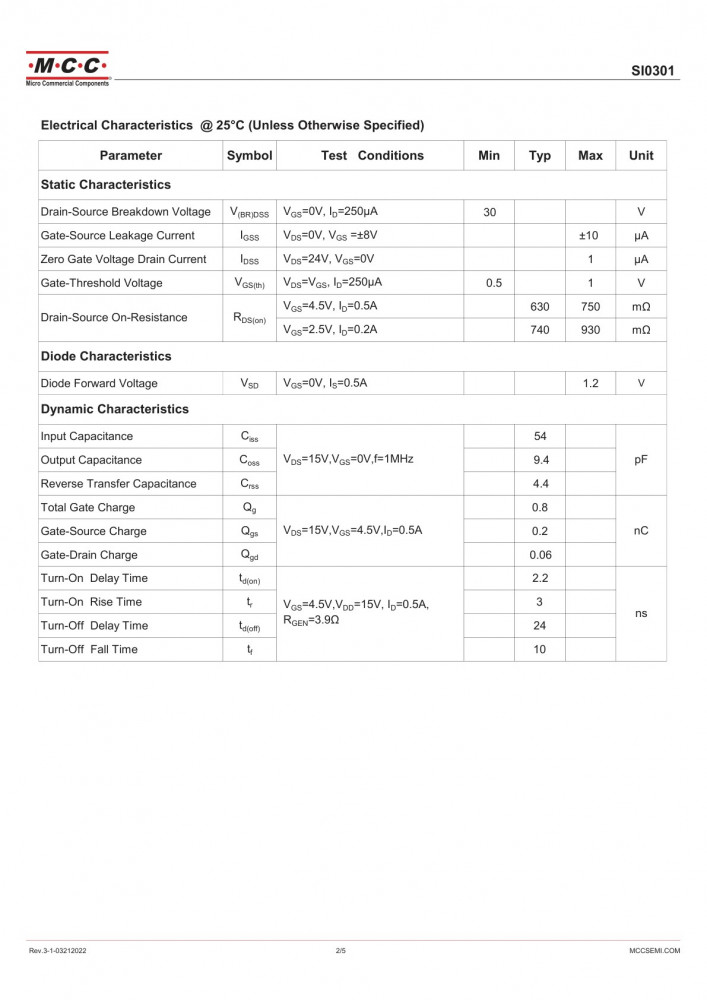SI0301-TP datasheet page 2