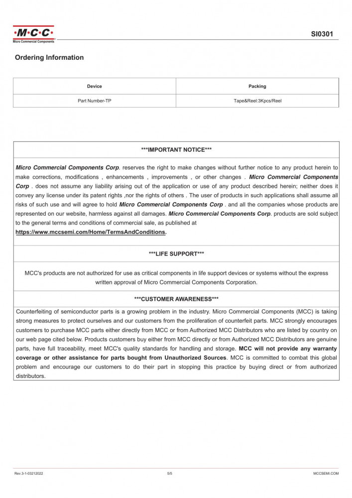 SI0301-TP datasheet page 5